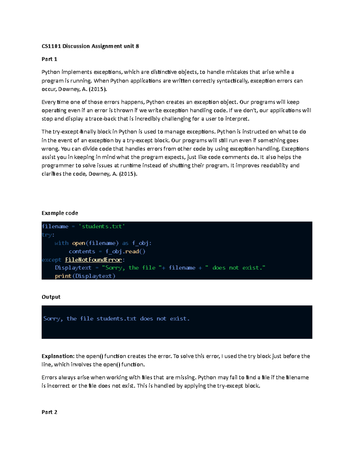 CS1101 Discussion Assignment unit 8 - When Python applications are written correctly ...