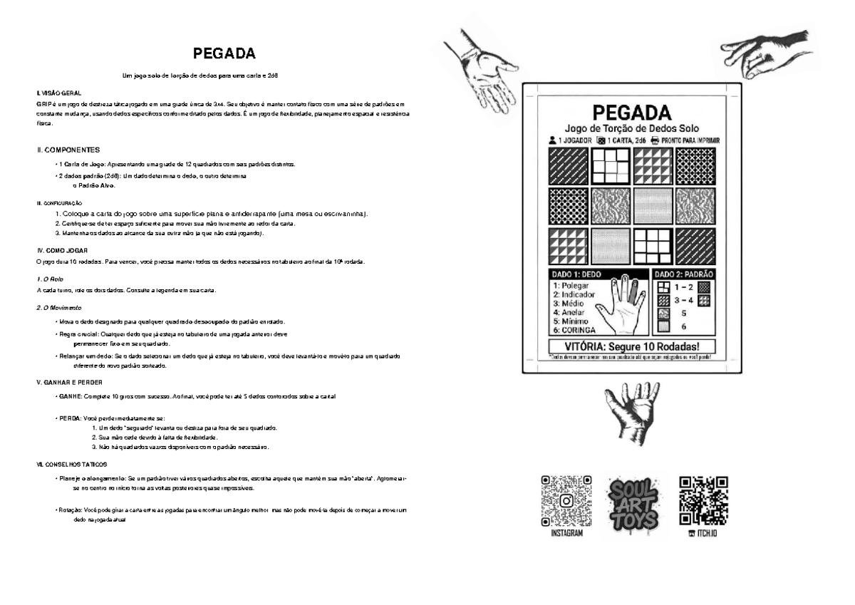 PEGADA: Regulamento e Carta do Jogo Solo de Destreza 2d6 - Studocu