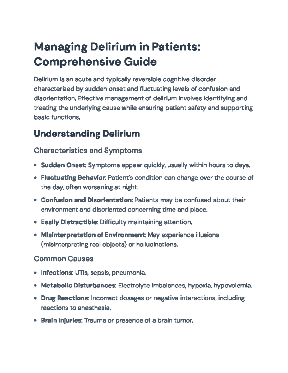 Comprehensive Management of Delirium in Patients: A Guide - Managing ...