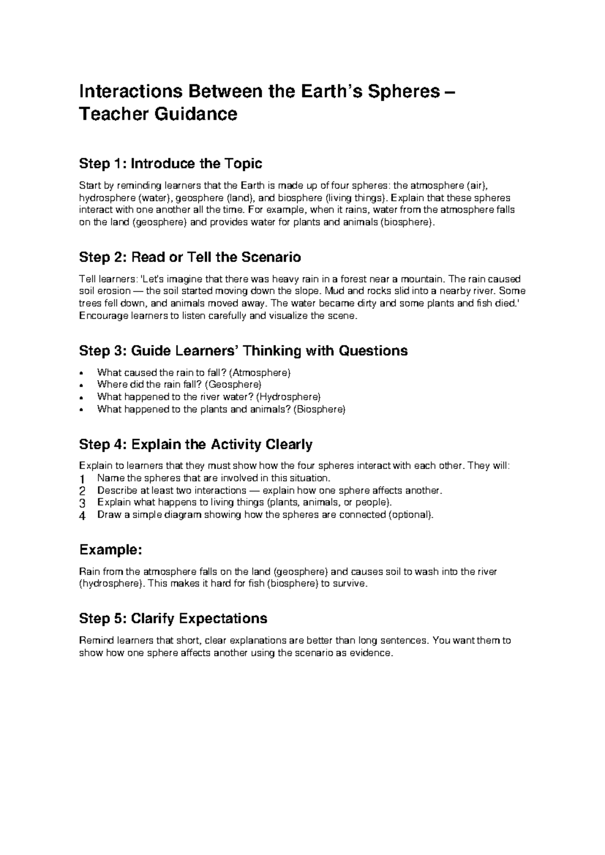 Interactions Between the Spheres Activity Guide - Studocu