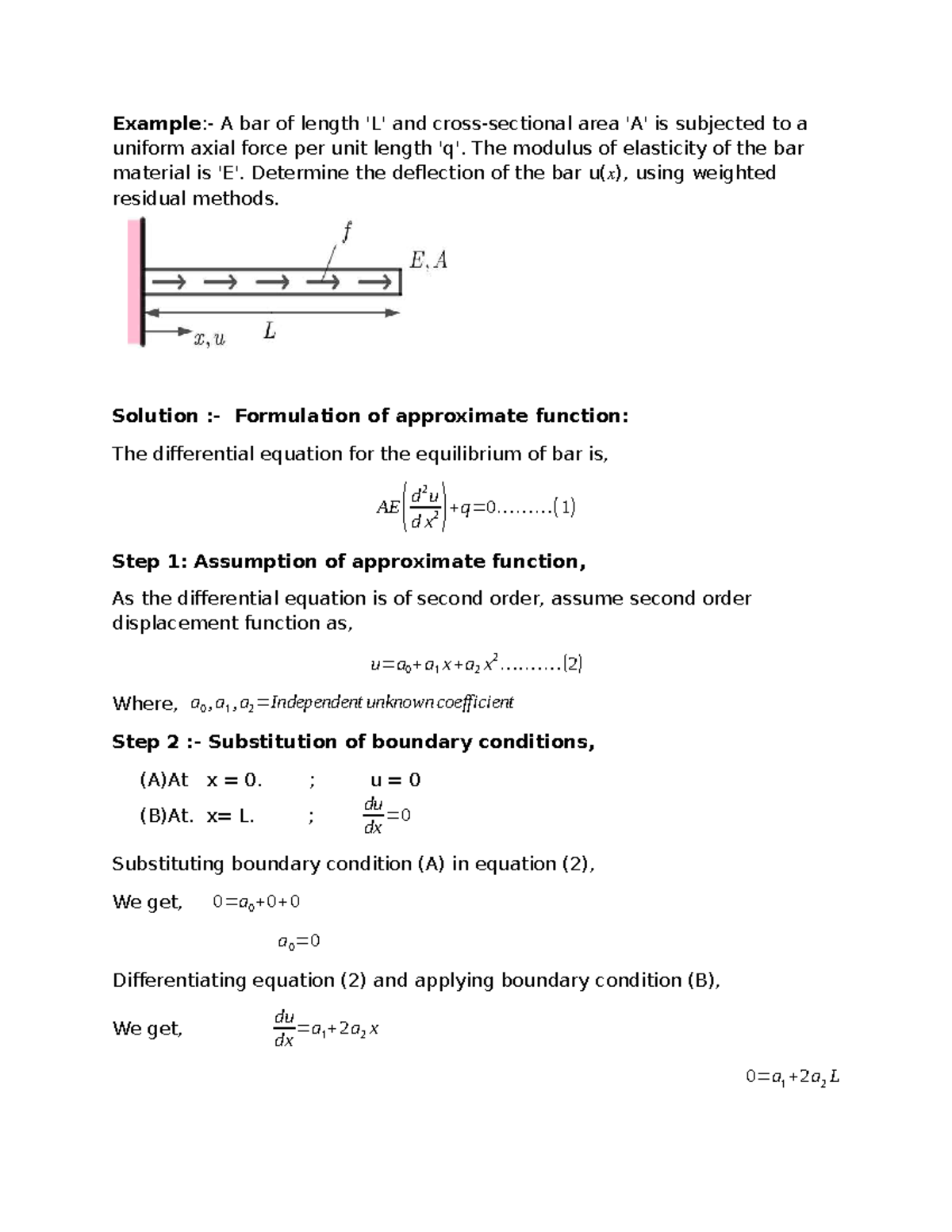 Deflection Analysis of a Bar under Axial Force - FEA ass-WA0006 - Studocu