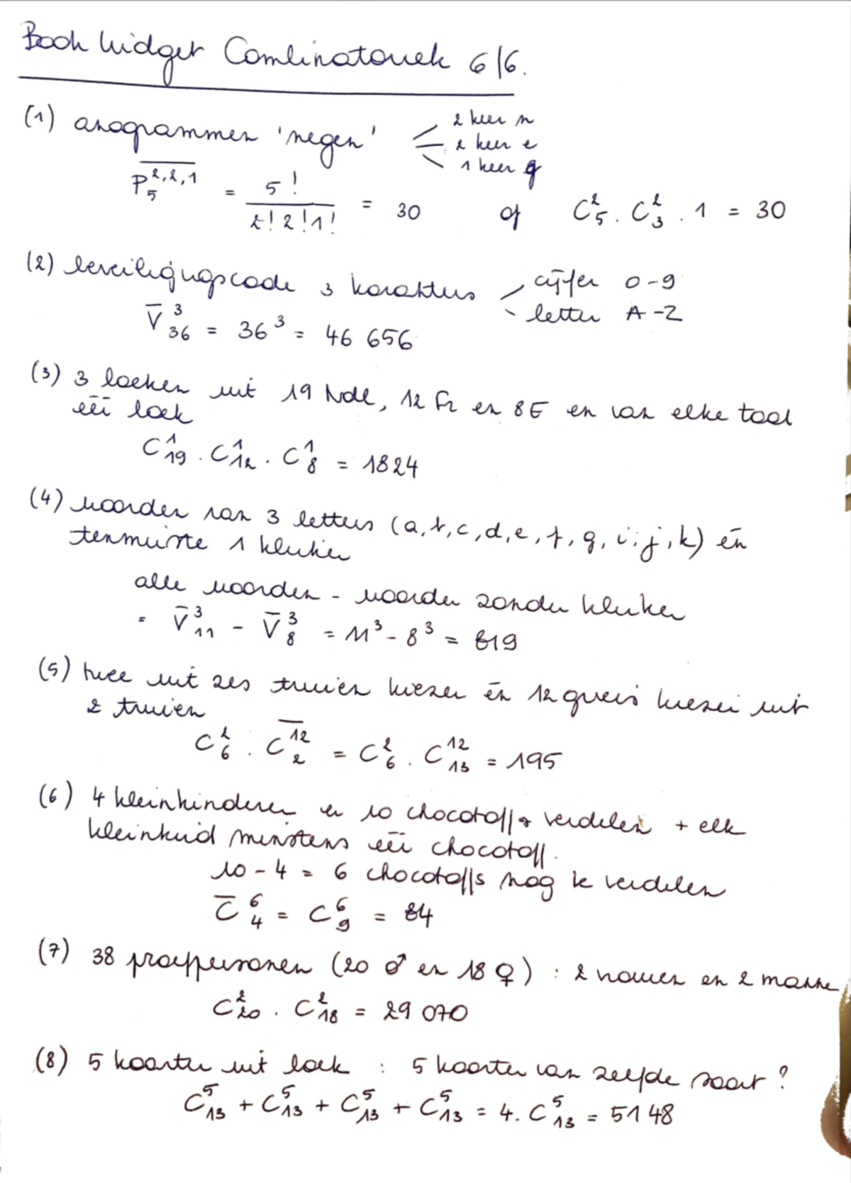 Oefentoets Combinatoriek Sleutel 6/6: Anagrammen en Probleemoplossing ...