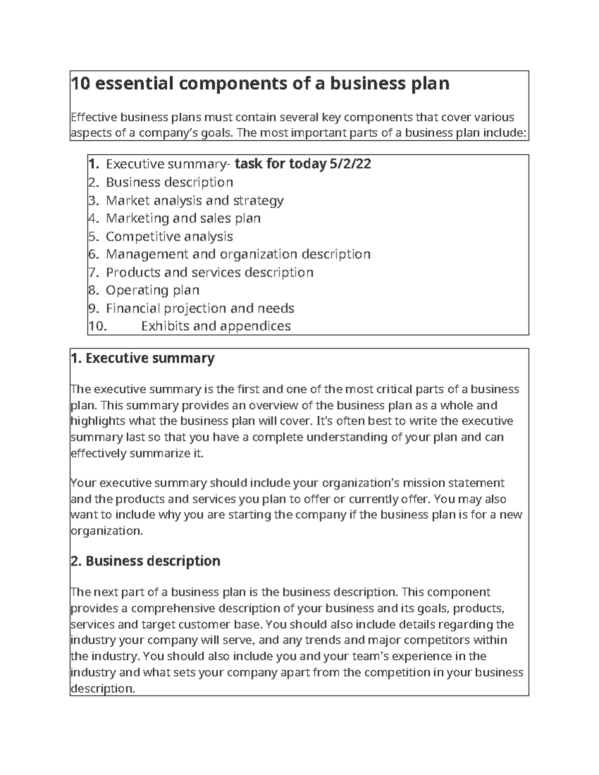 10 essential components of a business plan - The most important parts ...