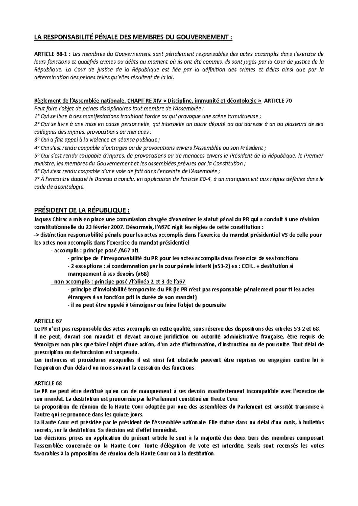 Responsabilité gouv - Notes pour réviser les partiels - LA ...