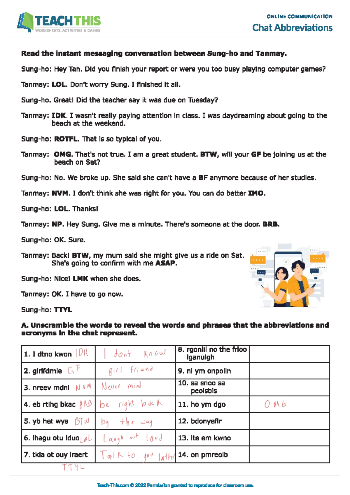 Chat Abbreviations W - Online Communication Activities & Games - Studocu
