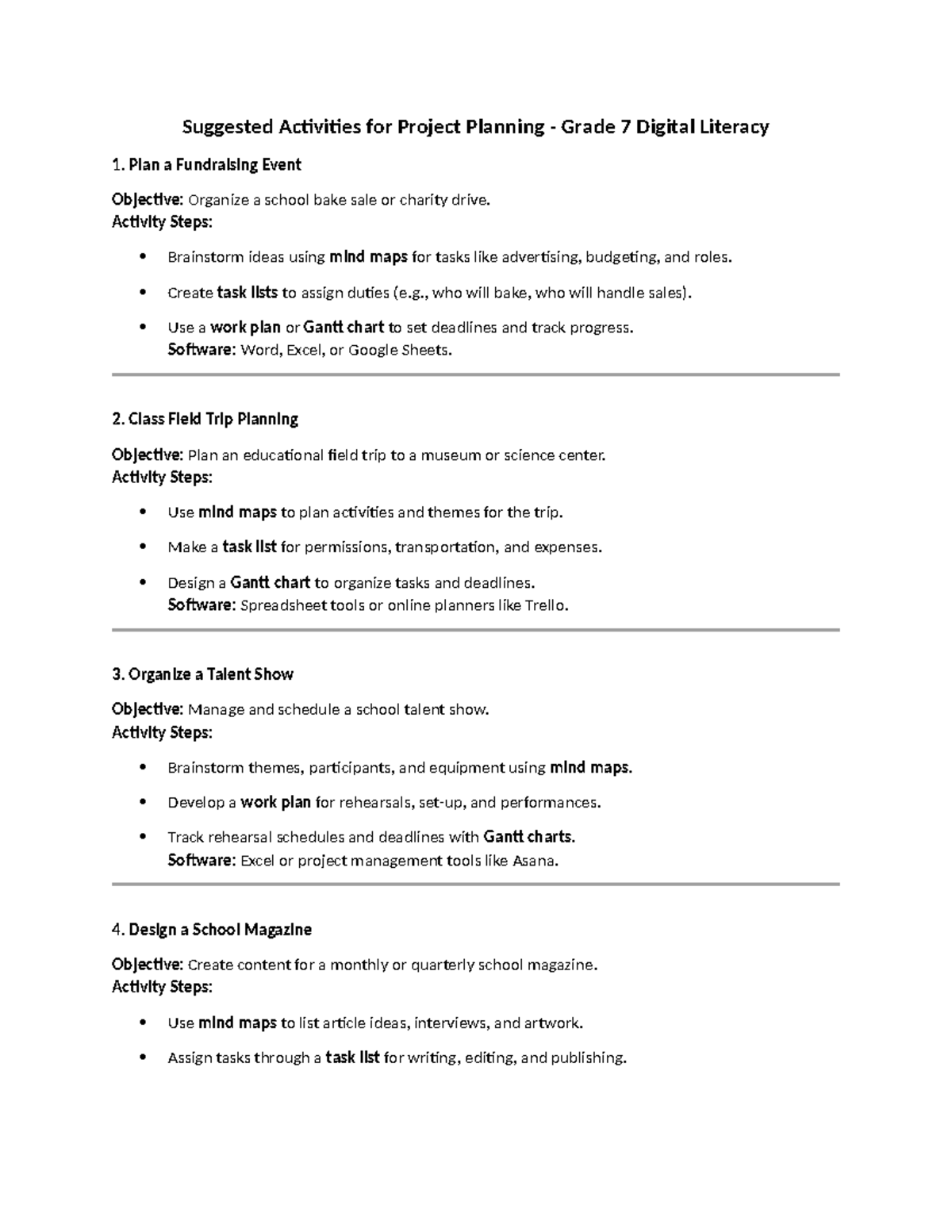 I will never know! - Suggested Activities for Project Planning - Grade ...