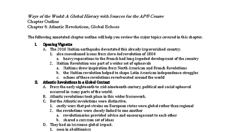 Chapter 8: Atlantic Revolutions & Global Echoes - AP History Outline ...