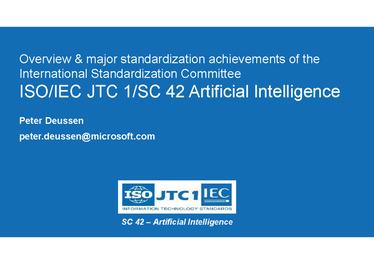 (good) Artificial Intelligence - SC 42 – Artificial Intelligence ...