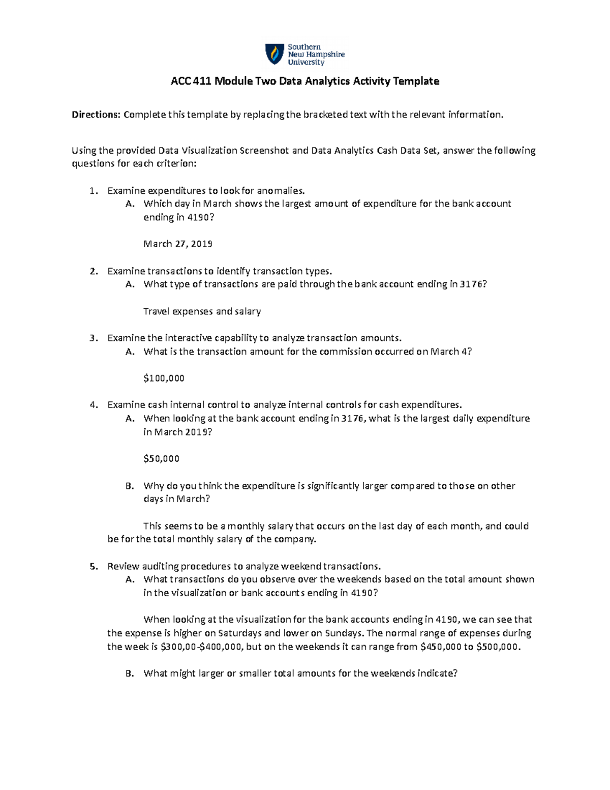 ACC 411 Module Two Data Analytics Activity Template and Guide - Studocu