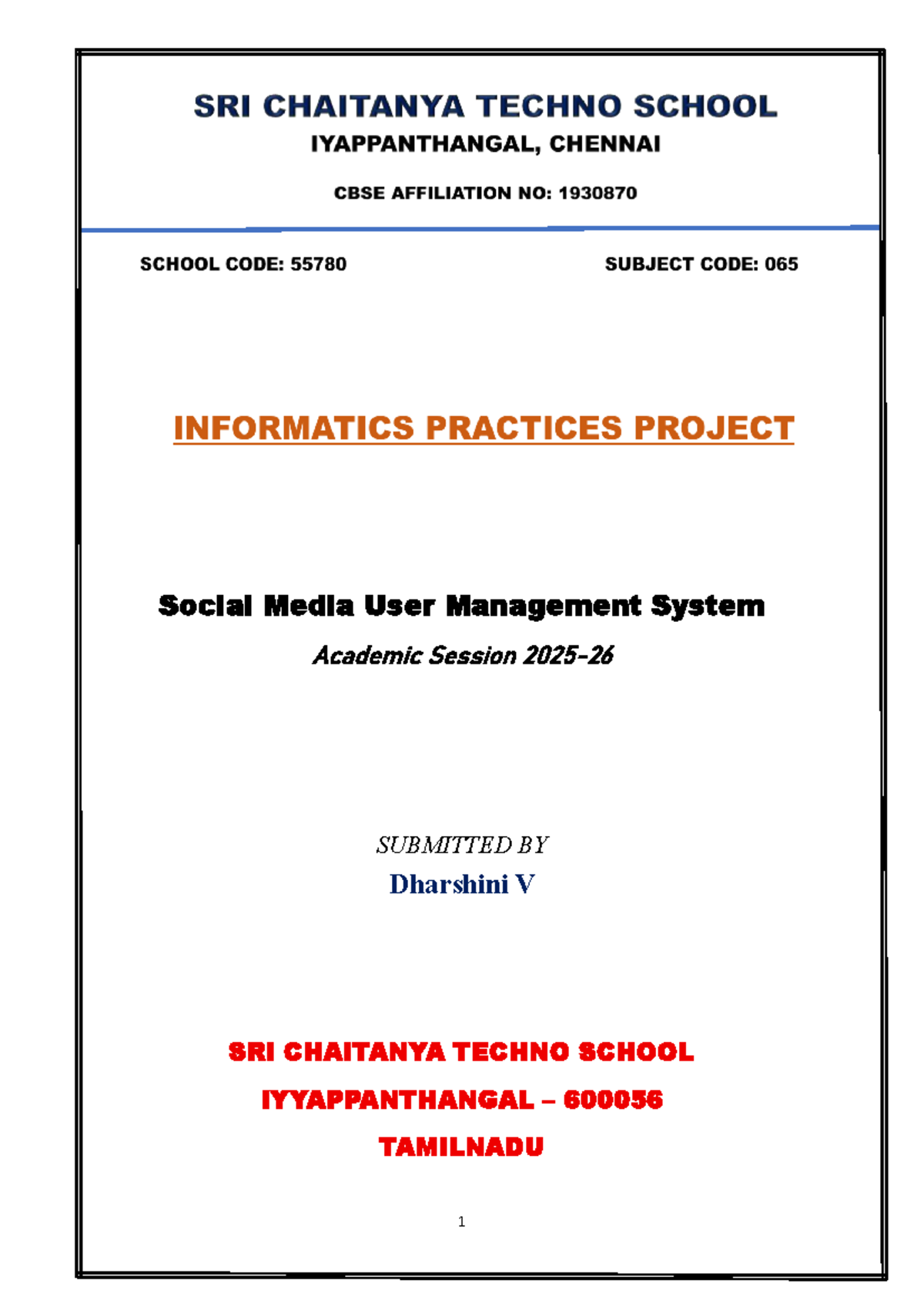 Social Media User Management System Project Report - Class 12 IP - Studocu