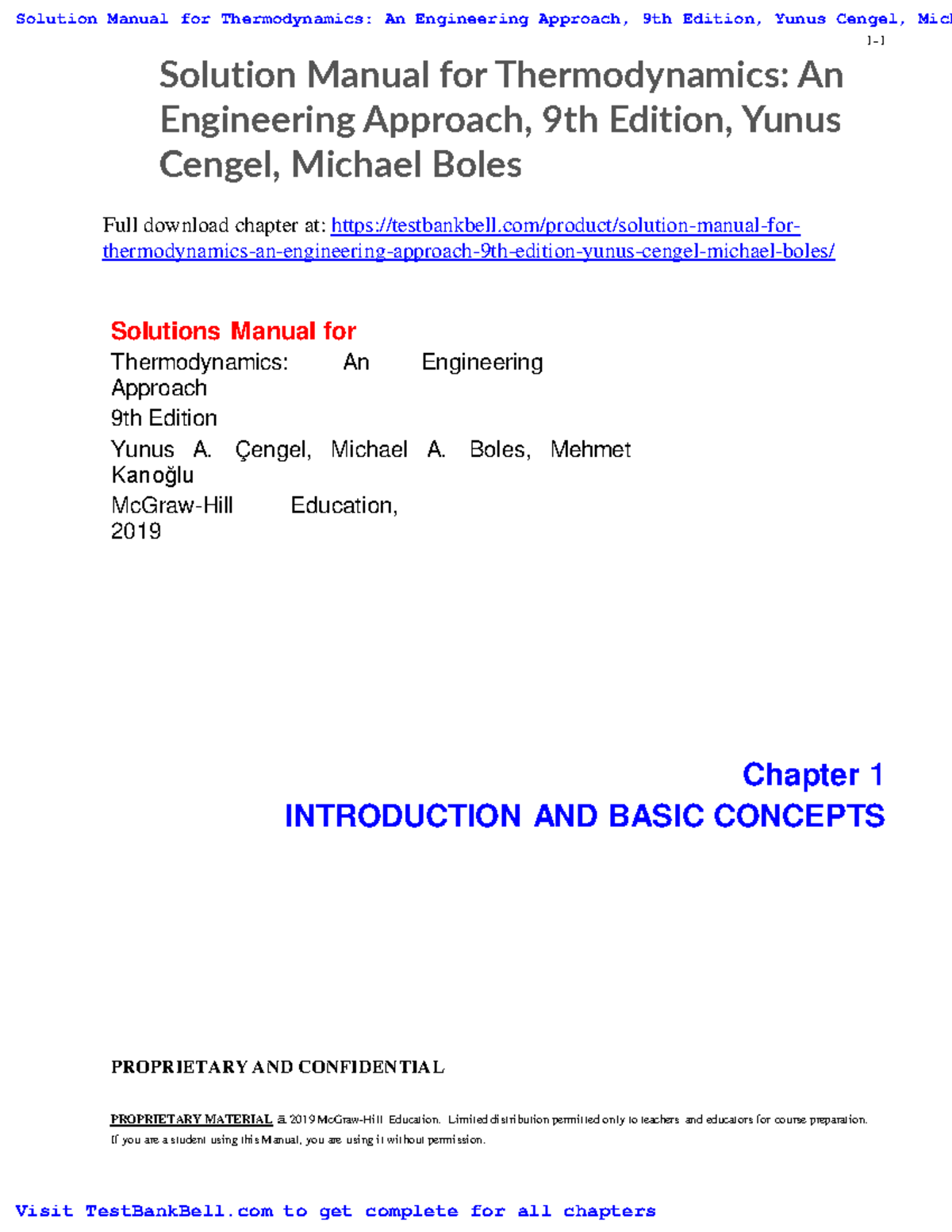 Solution Manual for Thermodynamics: An Engineering Approach (9th Ed.) - Studocu