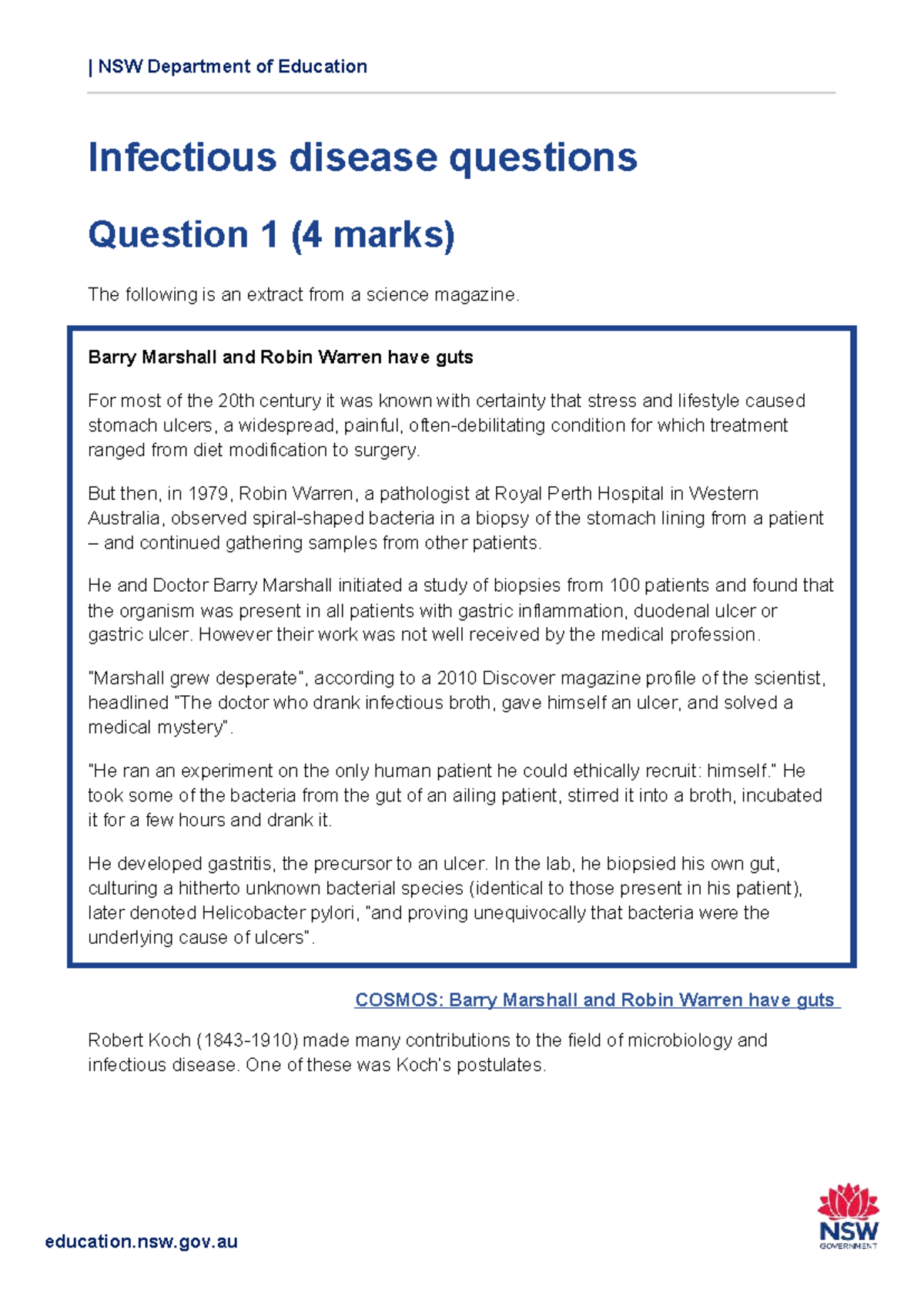 NSW Department of Education Module 7: Infectious Disease Study Notes ...