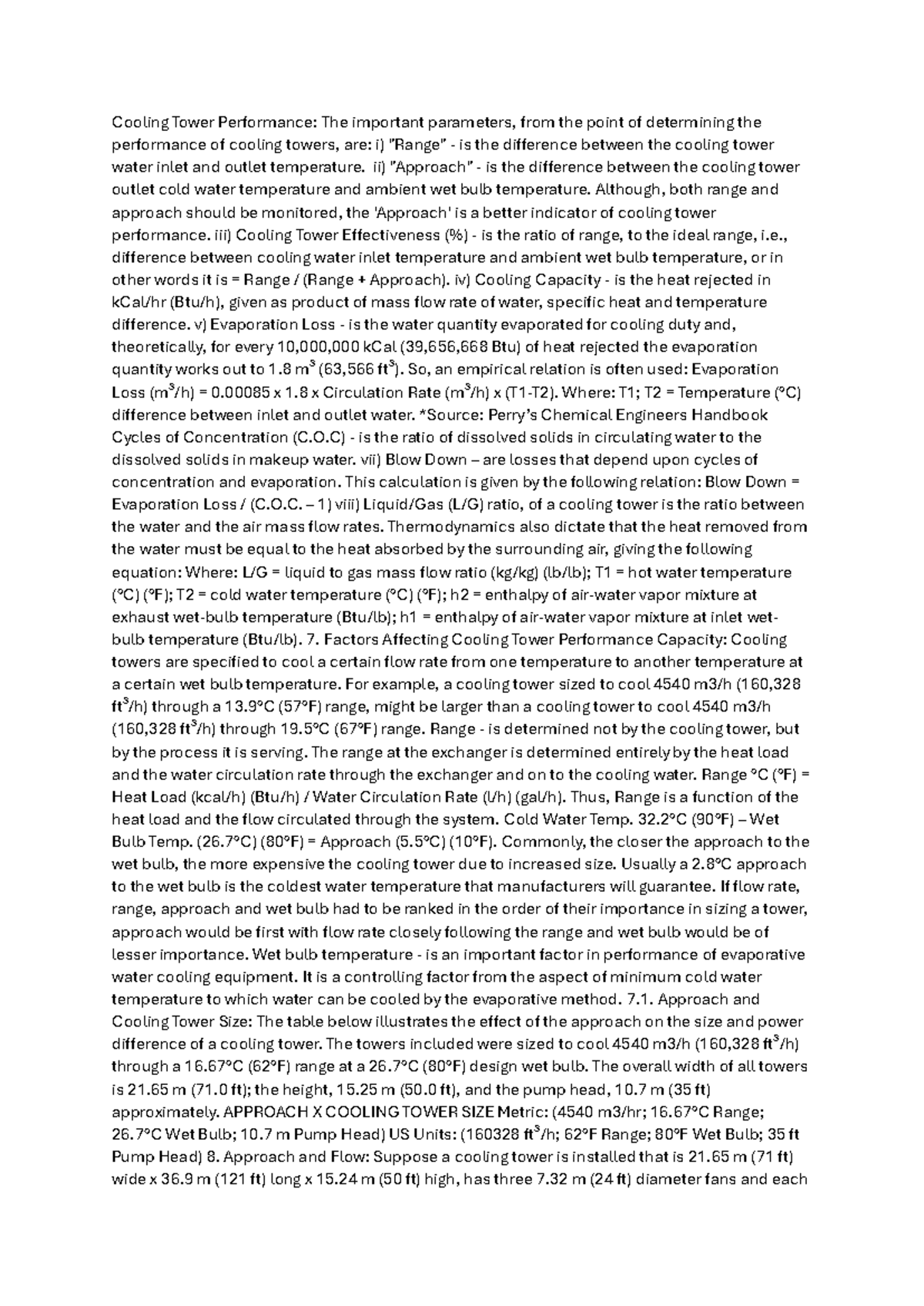 Cooling Tower Performance Analysis: Key Parameters and Factors - Studocu