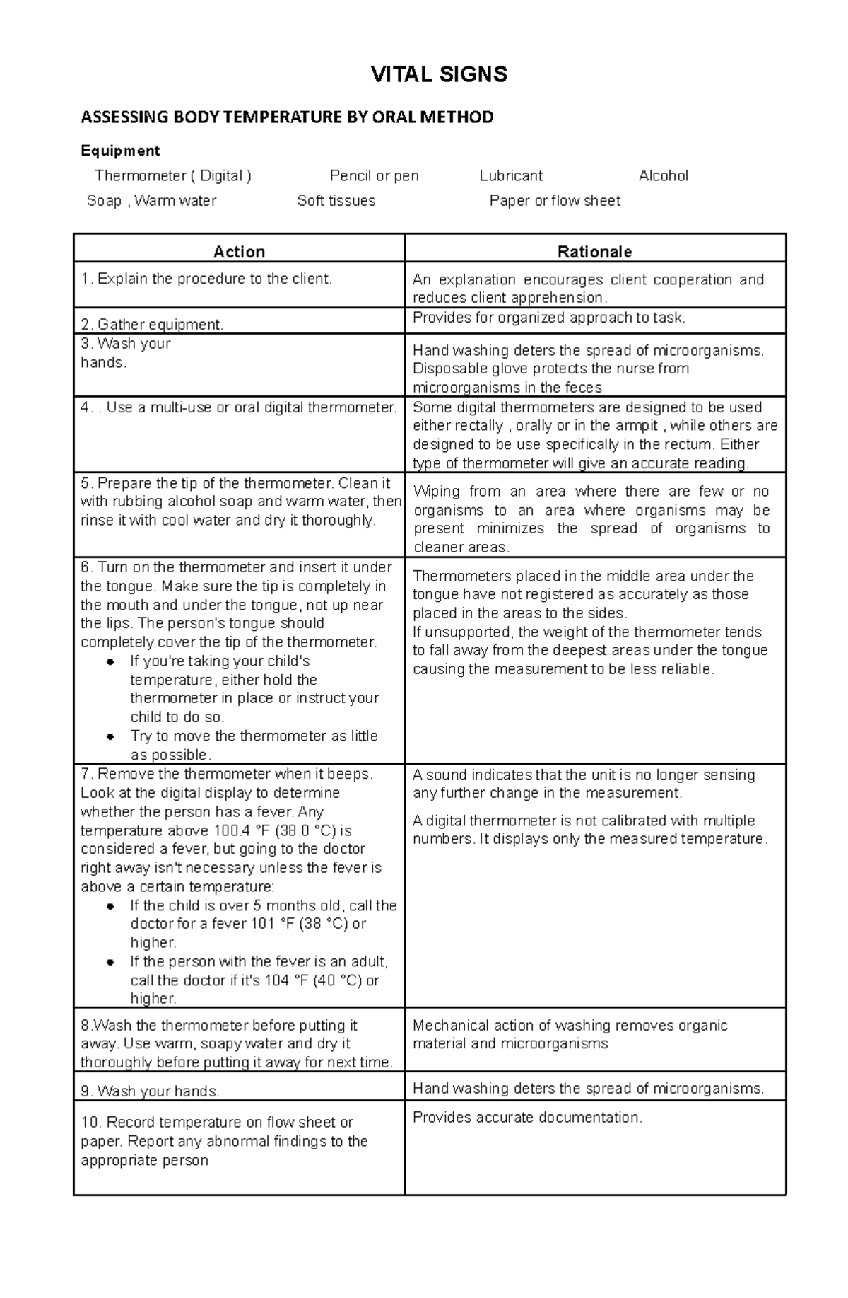 Vital Signs Procedure and Rationale.doc - VITAL SIGNS ASSESSING BODY ...