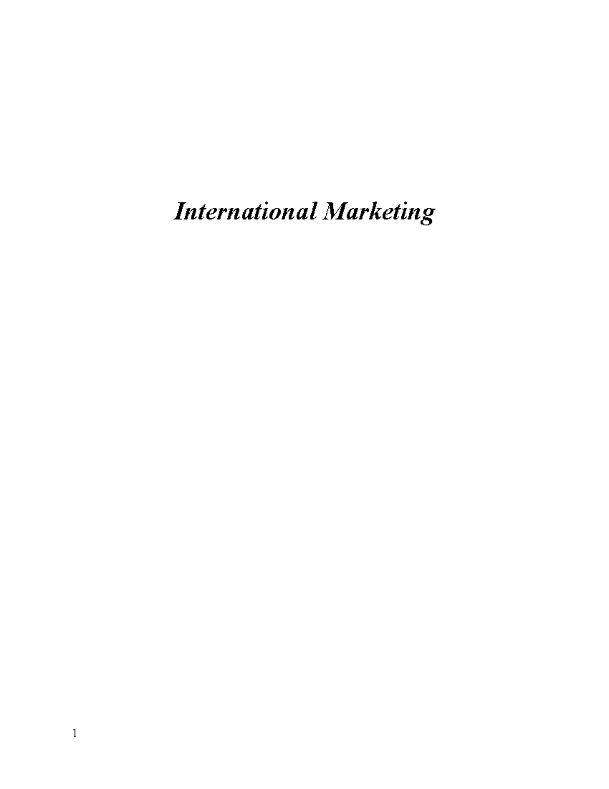 International Marketing 1: Strategies and Challenges for Global ...