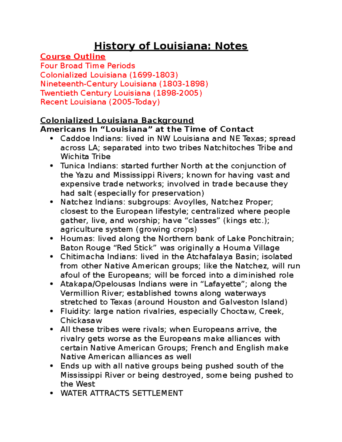 HIST 307 - Louisiana History: Colonial to Modern Era Notes - Studocu