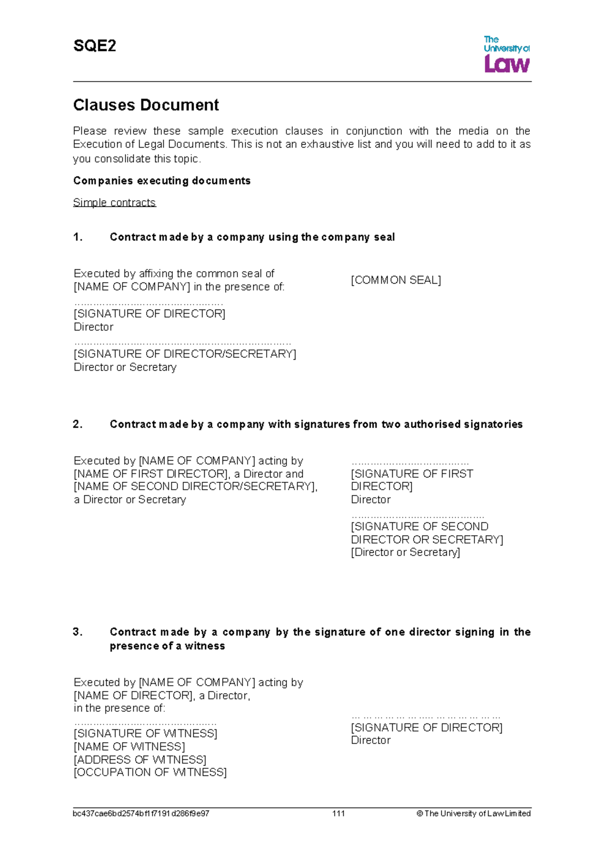 SQE2 Drafting Execution Clauses: Guidance and Examples - Studocu