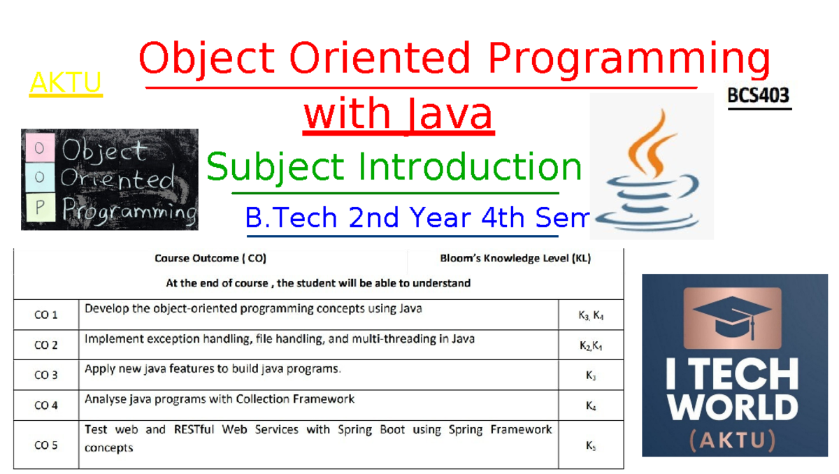 OOPS with Java U1 - Important Notes for 2nd Year Students - Studocu