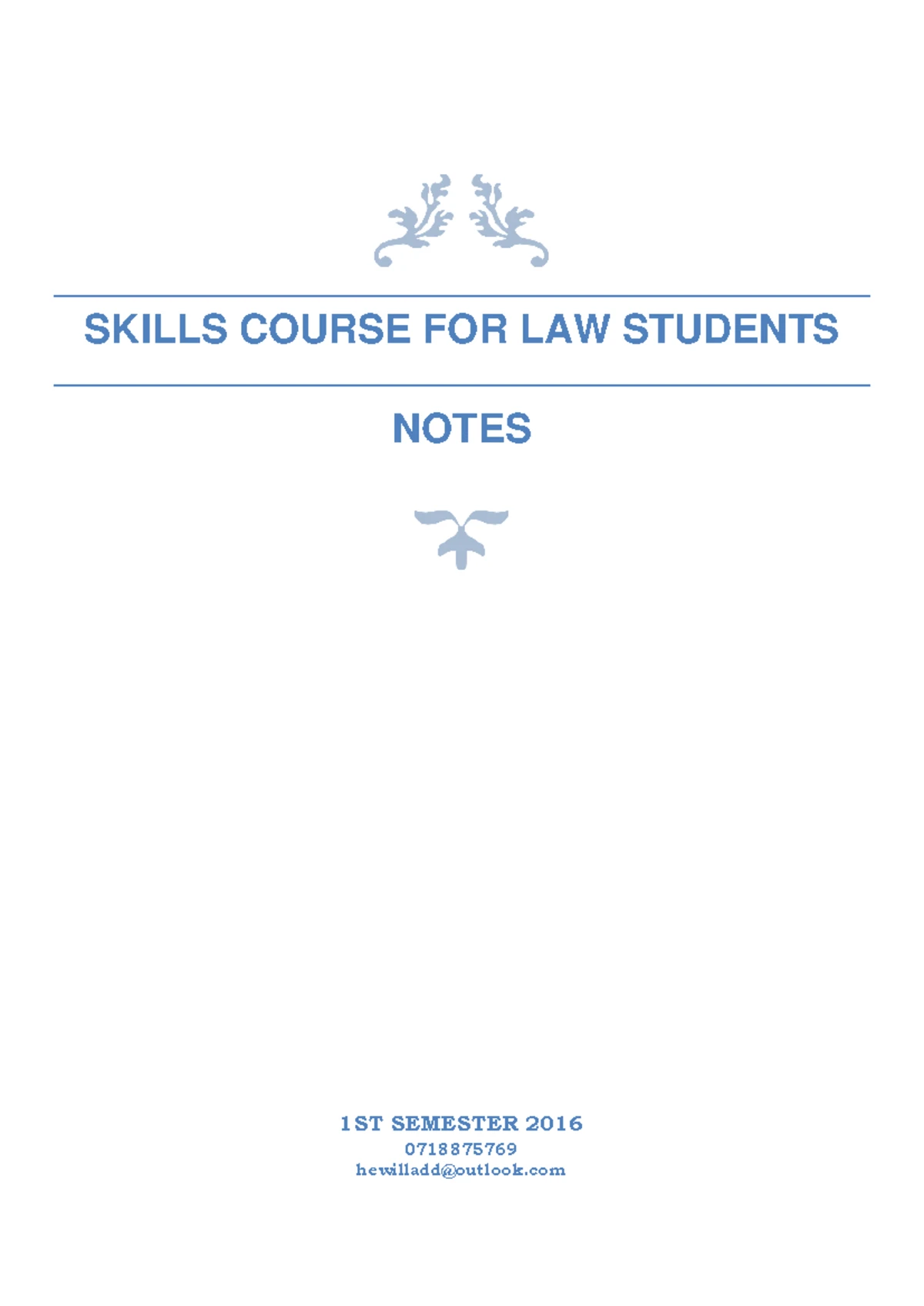 SCL1501-study notes - Summary Skills Course for Law Students - UNIT 1 ...