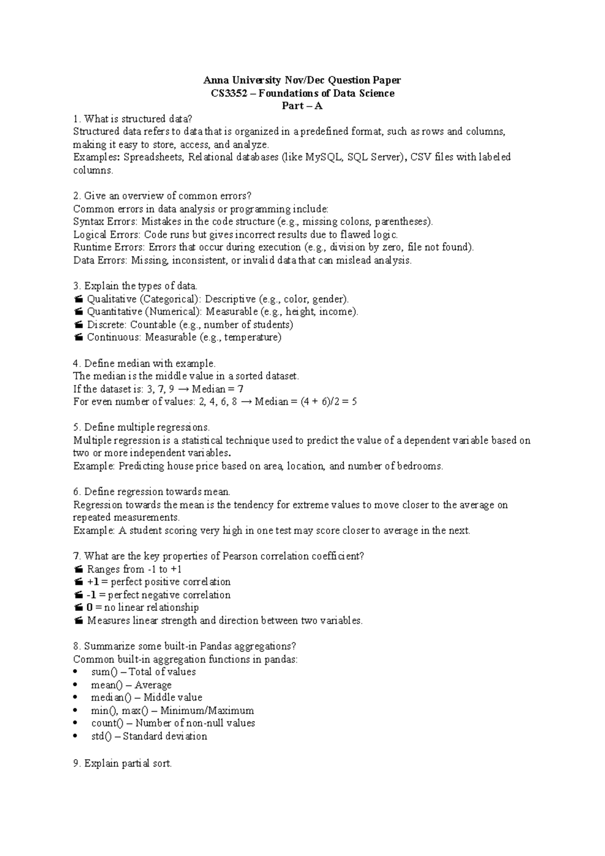 Anna University CS3352 Foundations of Data Science Solved QP Nov-Dec ...