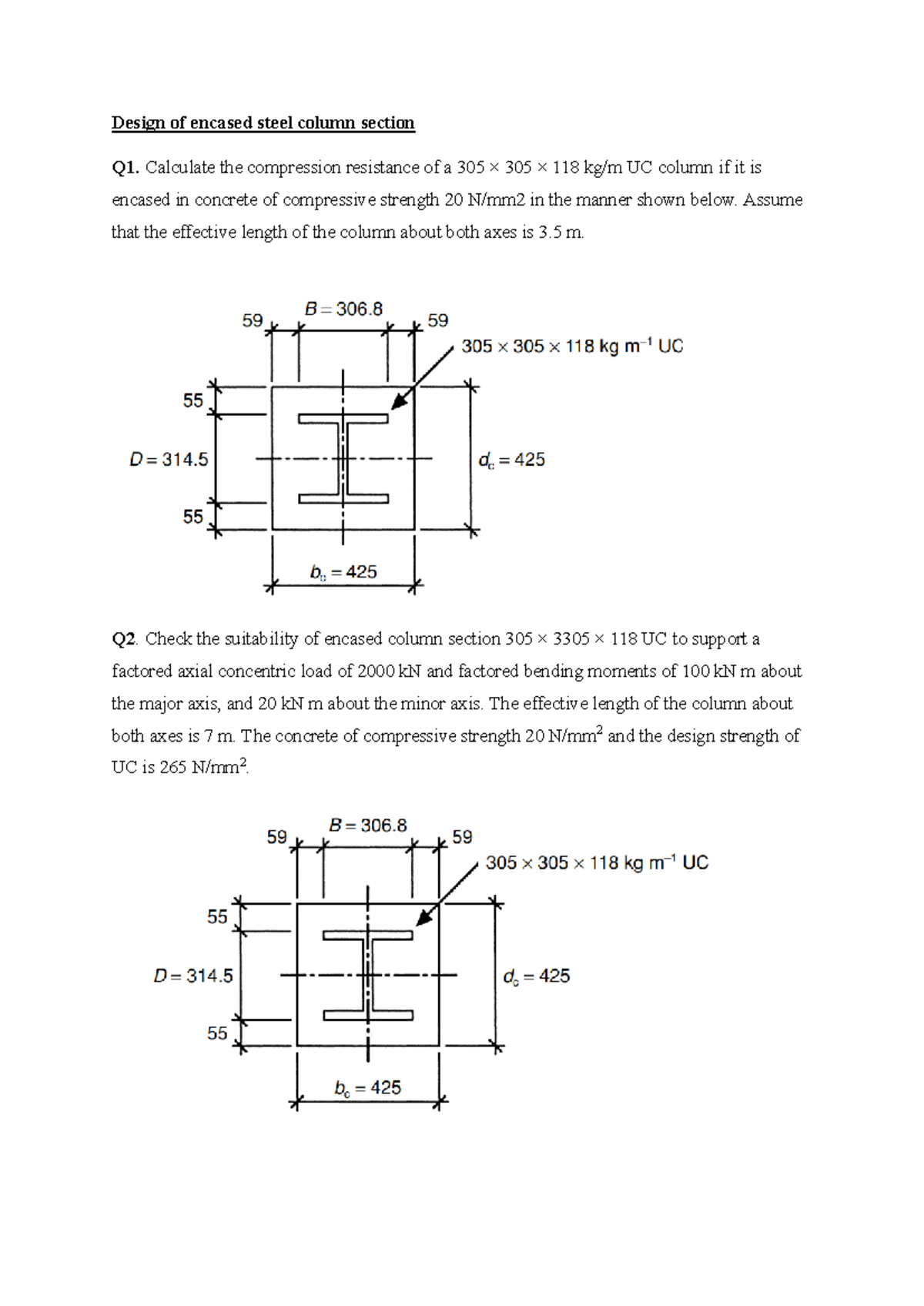 Design of Encased Steel Column Section - Example Calculation - Studocu