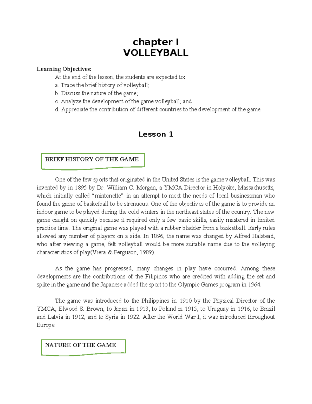 Volleyball-PE4-1 - Comprehensive Lesson Notes on Game History and ...