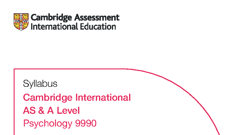 Cambridge International AS A Level Psychology Syllabus (2024-2026 ...