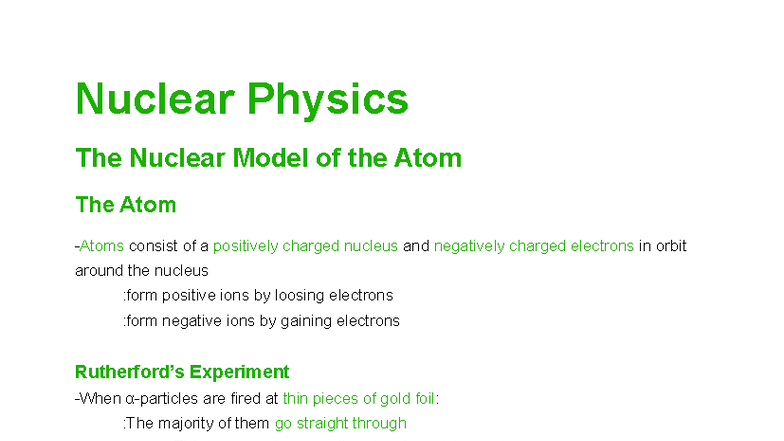 Nuclear Physics: The Nuclear Model of the Atom and Radioactive Decay ...