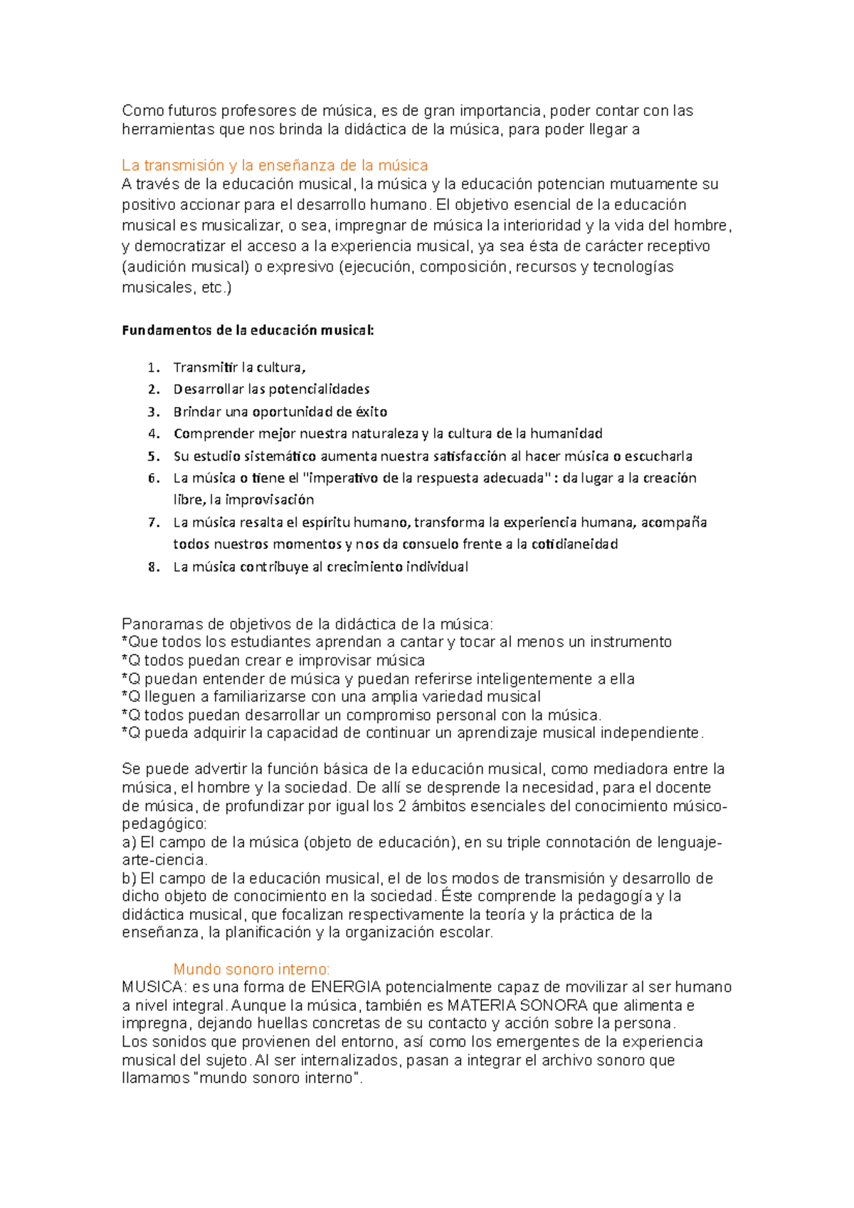 Apunte Didactica - sdsdsdsdsd - Como futuros profesores de música, es ...