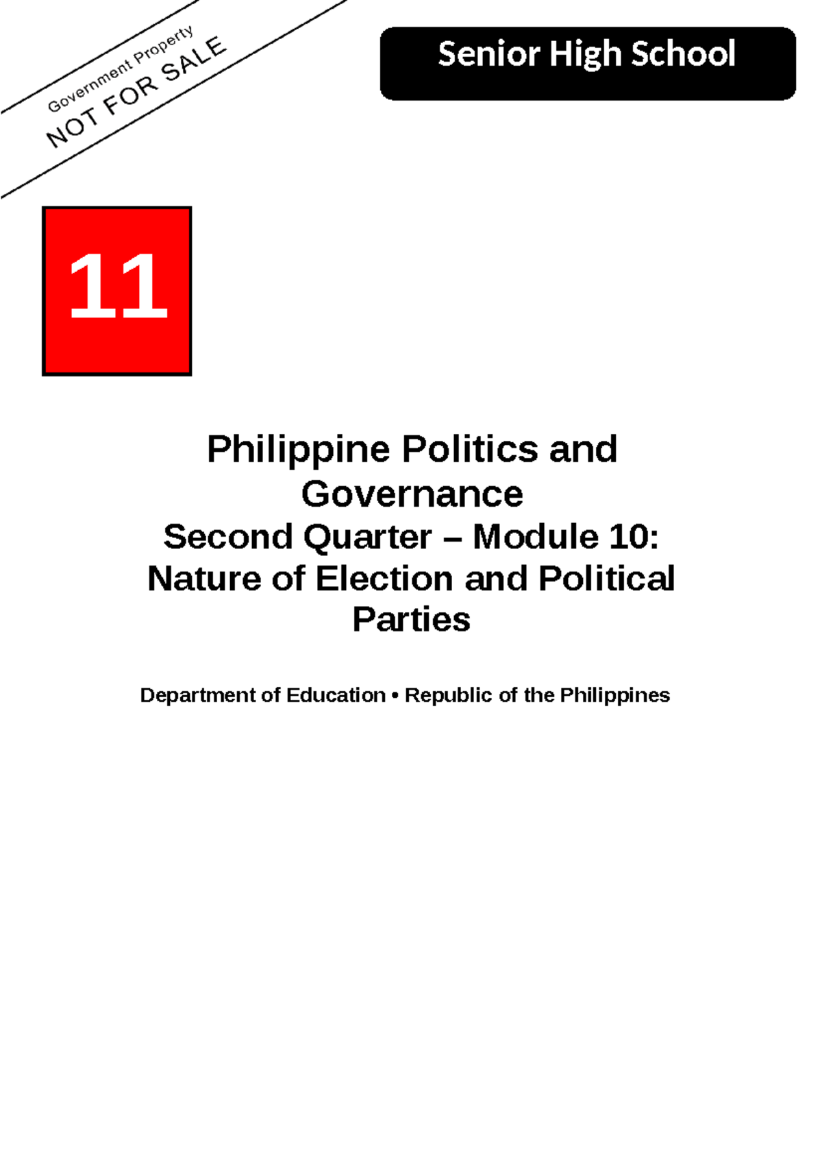 Nature OF Elections AND Political Parties - Q2 Module 10 (SHS PPG ...