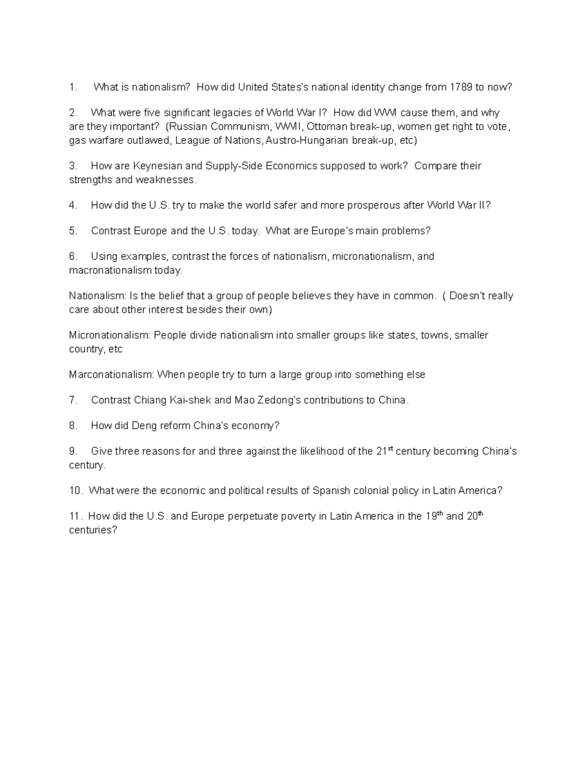 Nationalism and Global Politics Study Guide (POL101) - Studocu