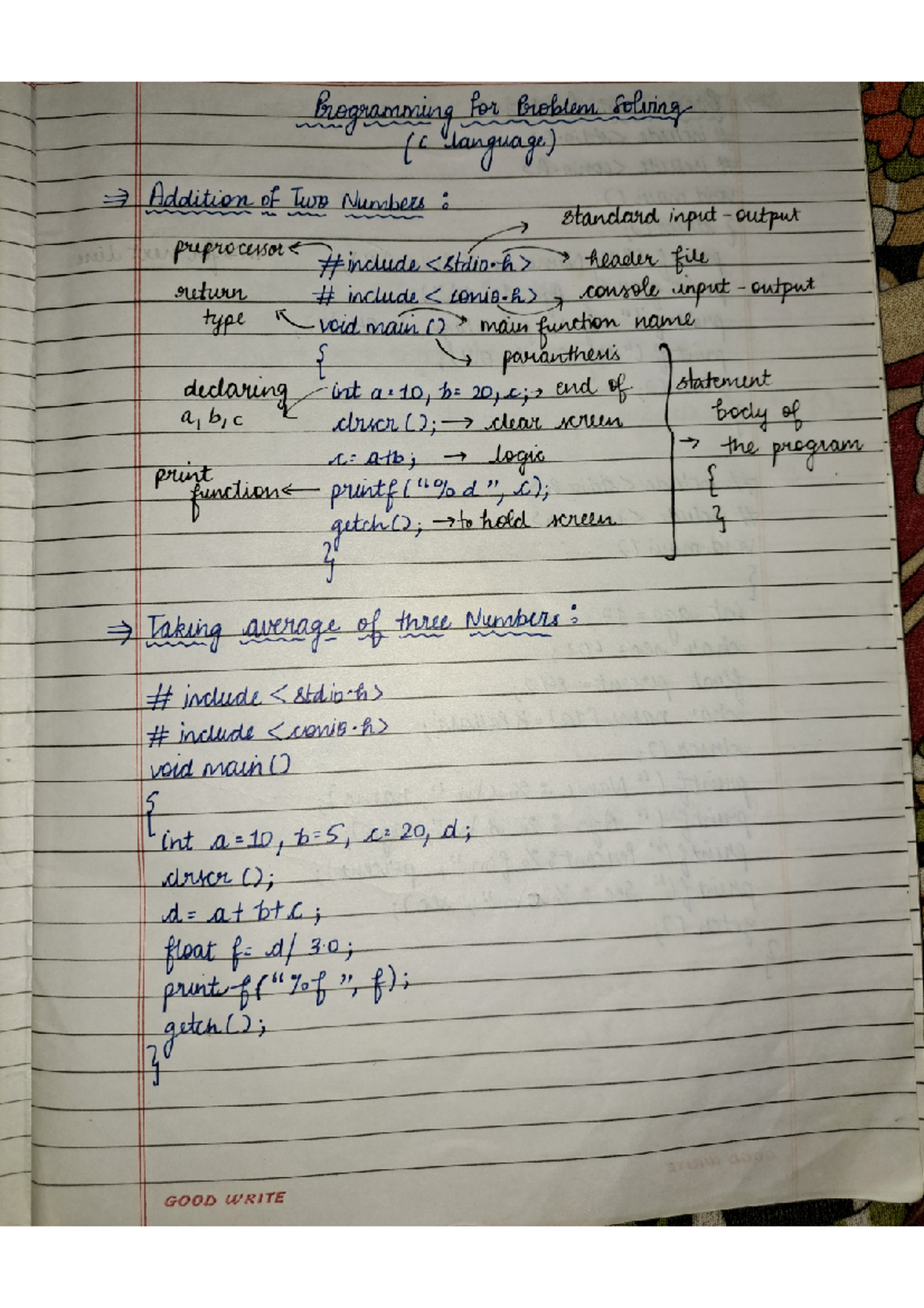 PPS Notes - Programming for Problem solving tc language) Addition of ...