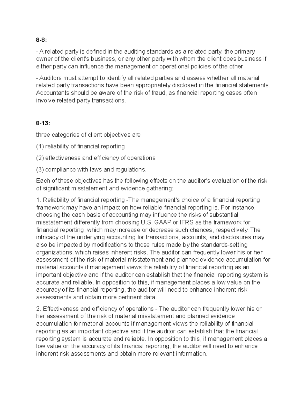 Accounting & Auditing Insights: Key Concepts from 8-8, 8-13 & 9-4 - Studocu