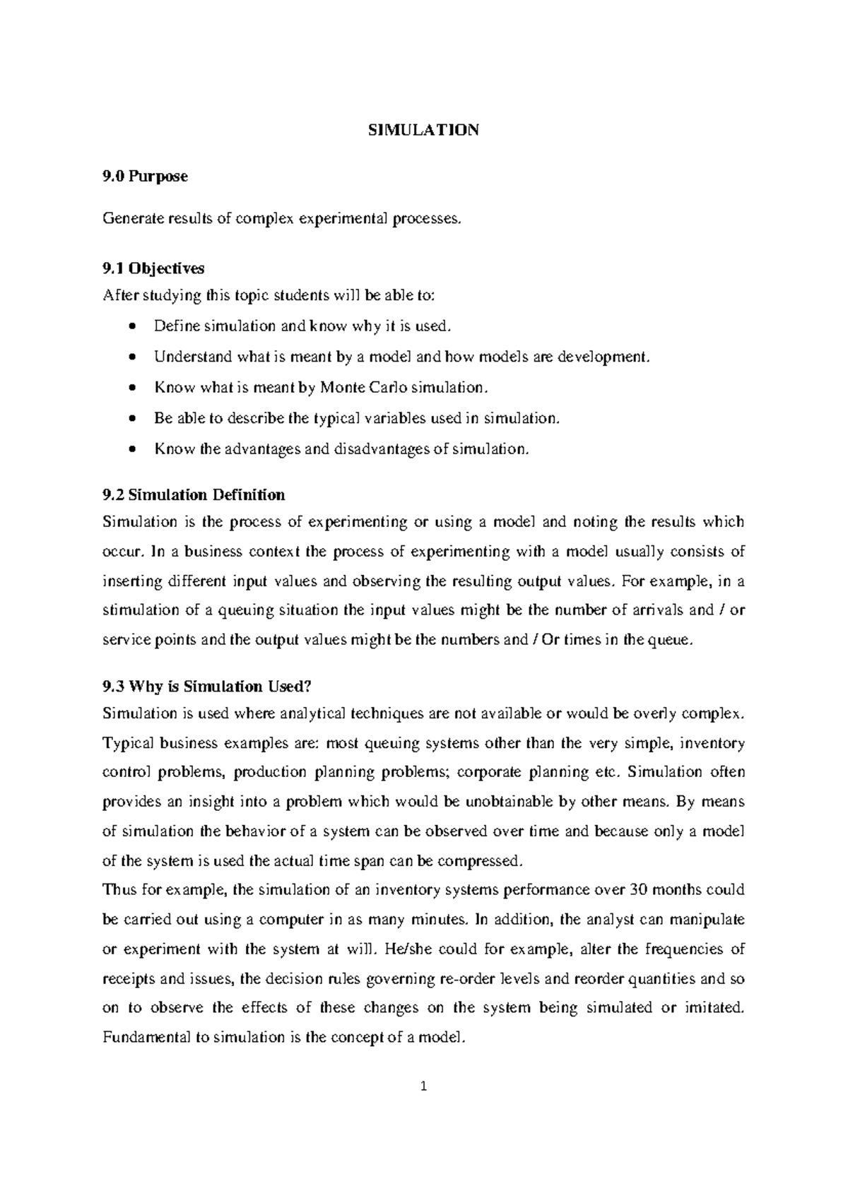 Lesson 9: Understanding Simulation in Complex Processes - Studocu