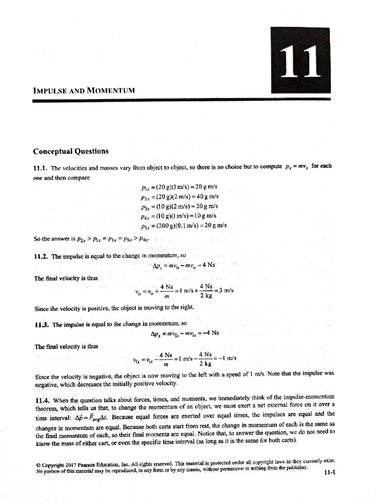 Chap11 Physics Notes - IMPULSE ANDMOMENTUM Conceptual Questions 11. The ...