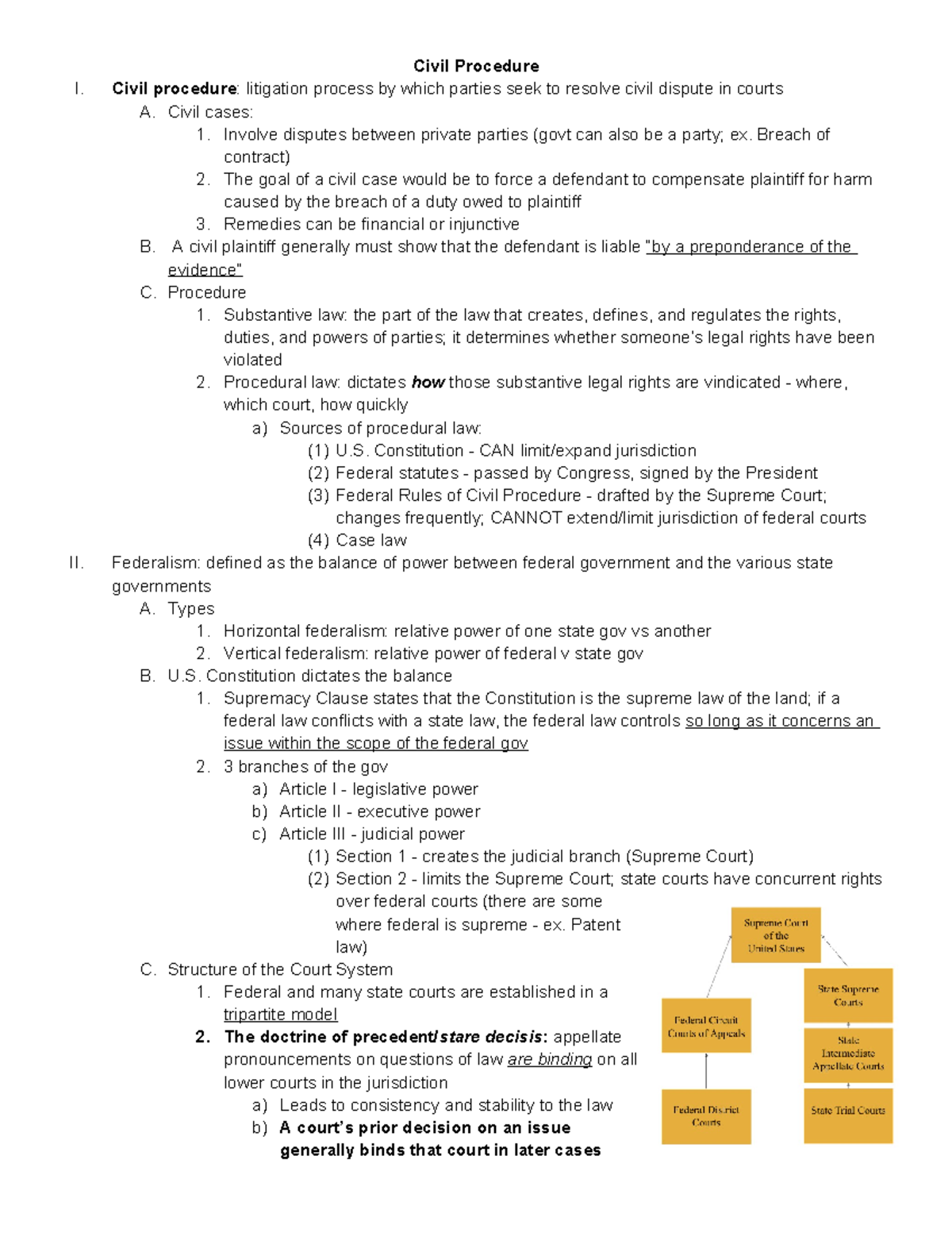 Civ Pro I Fall 2022: Key Concepts of Civil Procedure and Jurisdiction ...