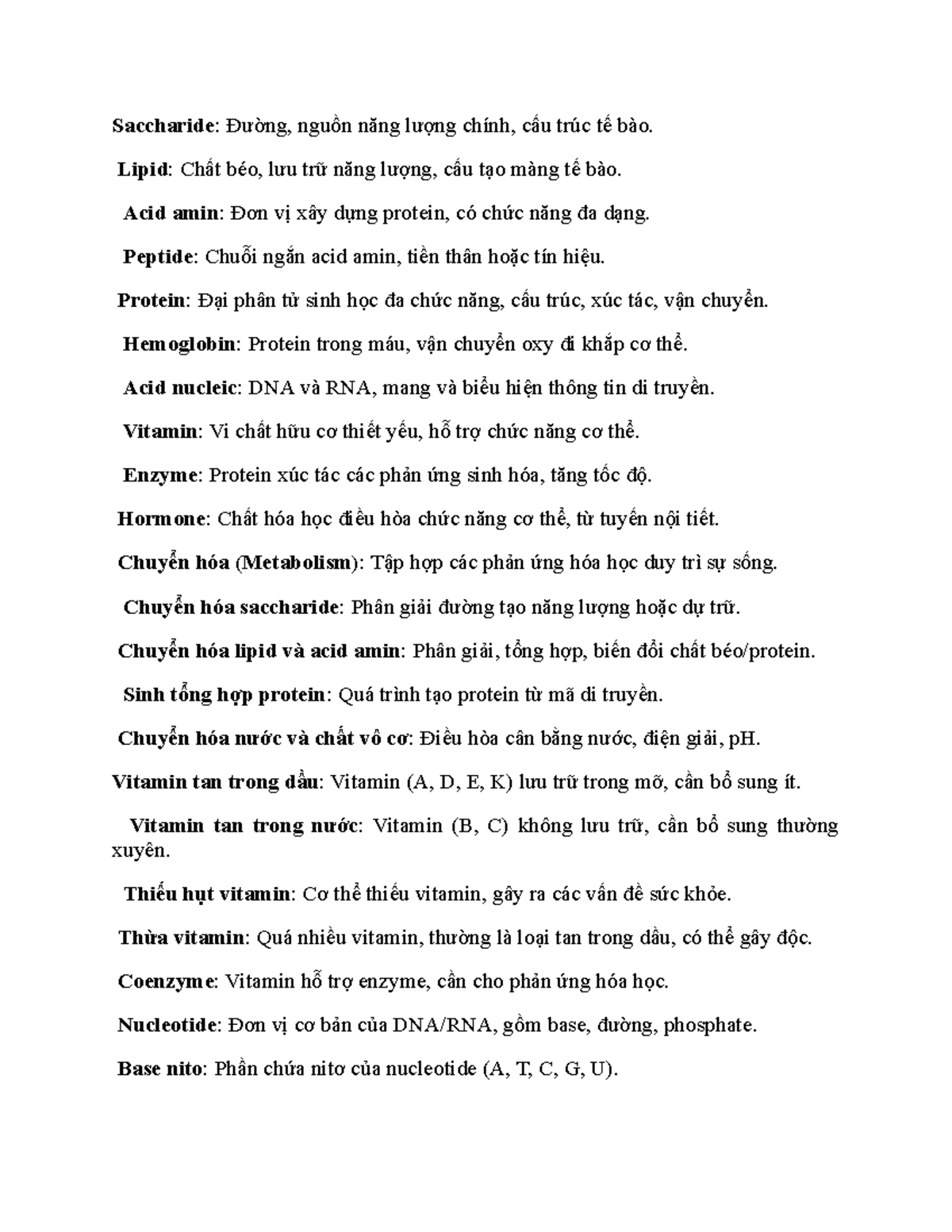 Hóa Sinh Saccharide: Nguồn Năng Lượng và Cấu Trúc Tế Bào - Studocu