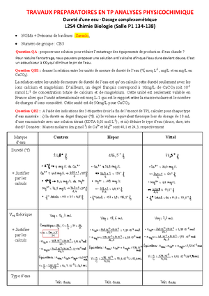 Compte rendu tp1 chromato - TP 1 analyse chromatographique Compte rendu L'objectif de ce TP est ...