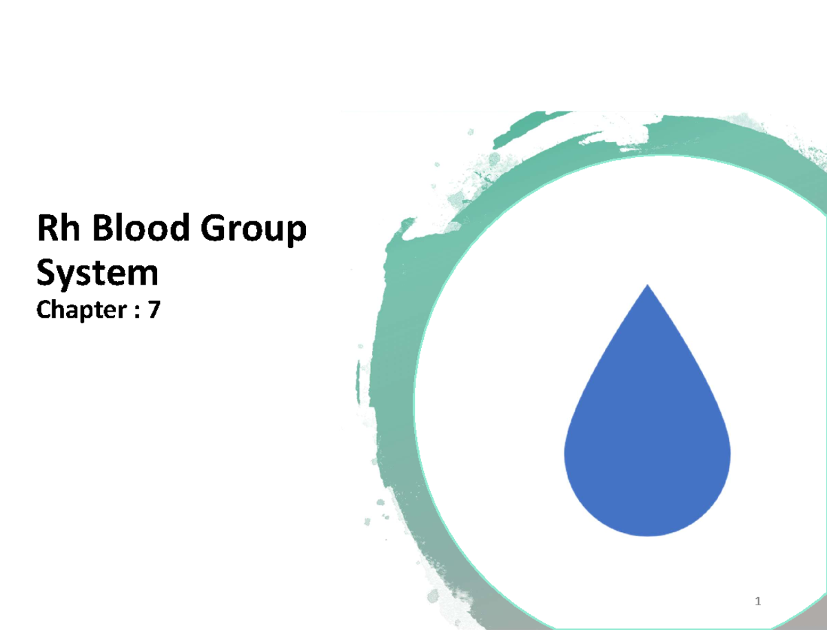 Rh Blood Group System - Chapter 7 Overview - Studocu