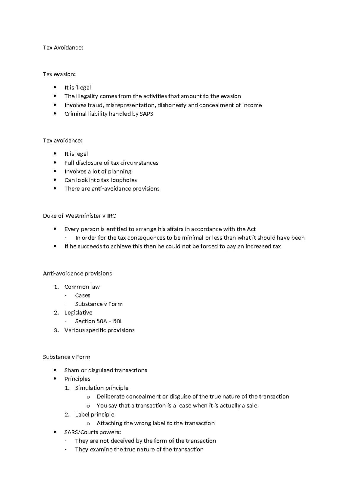 Understanding Tax Avoidance and Evasion: Legal Perspectives - Studocu