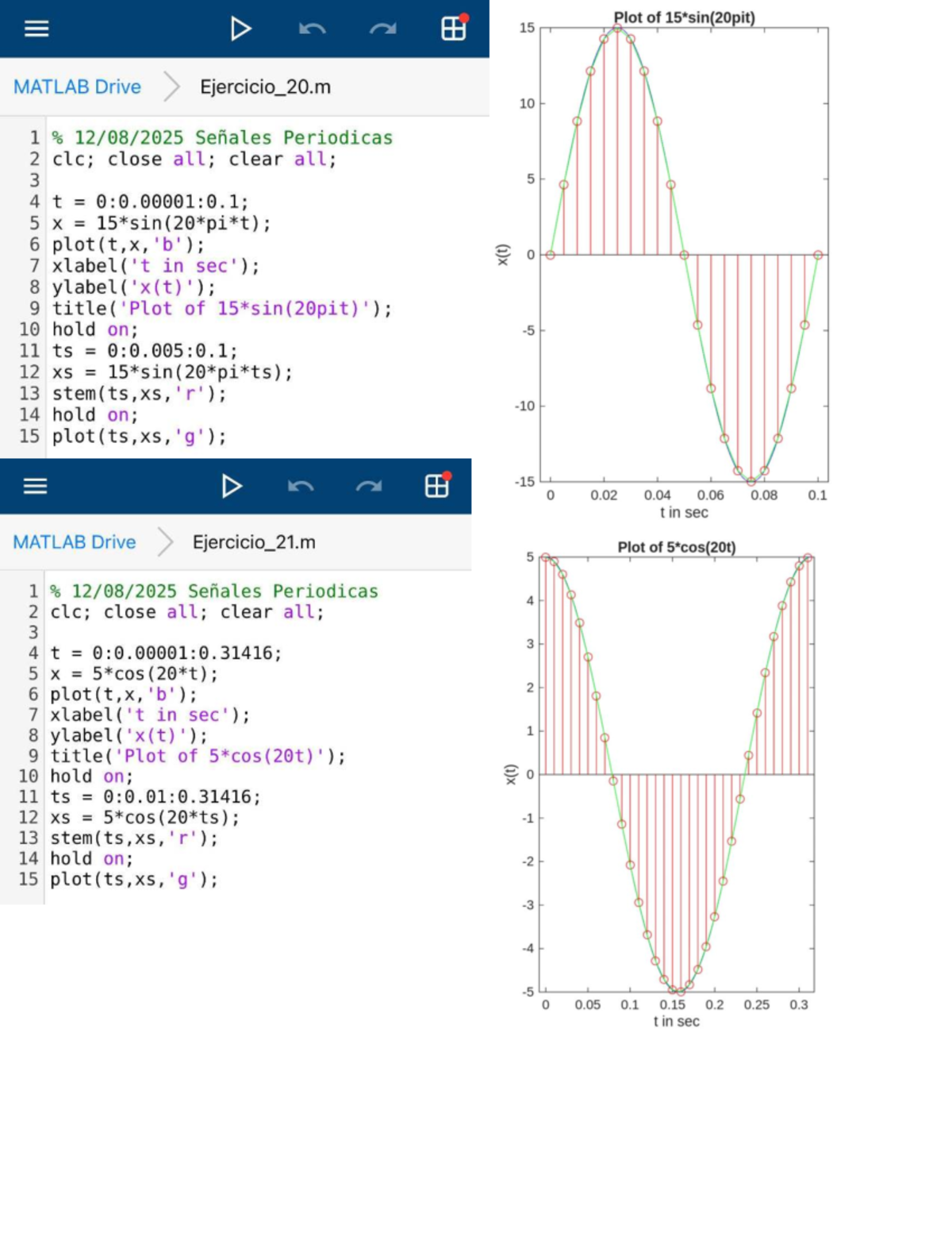 MATLAB Drive Ejercicio - Plotting Periodic Signals Analysis - Studocu