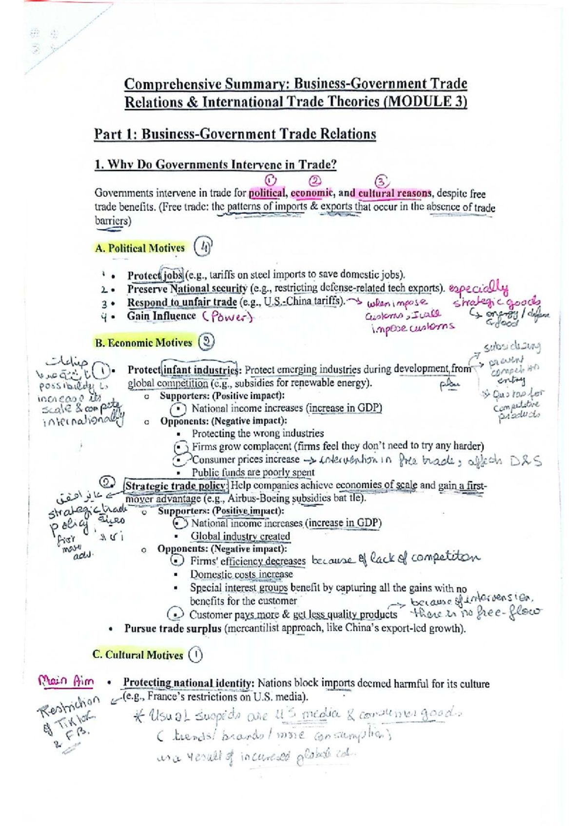 Comprehensive Summary of Trade Relations & Theories (MODULE 3) - Studocu