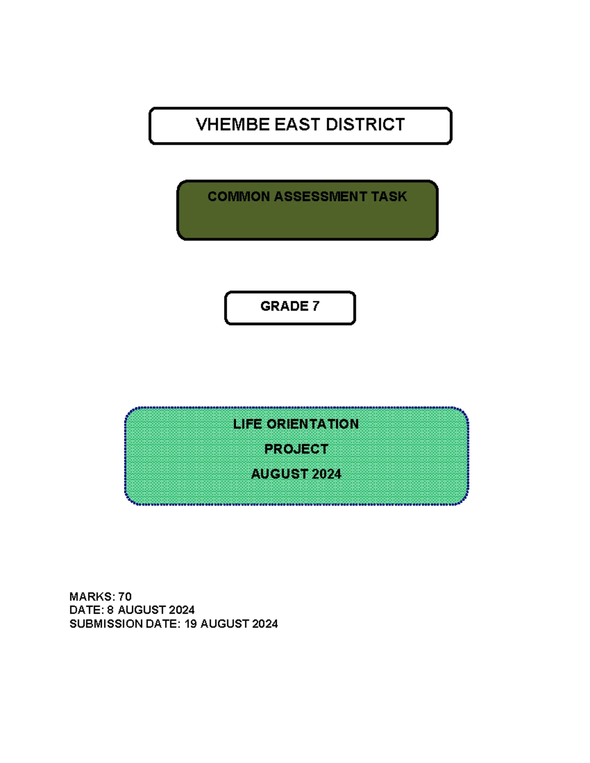 2023 Gr 11 Project - LIFE ORIENTATION GRADE 11 ASSESSMENT TASK 3. TERM ...