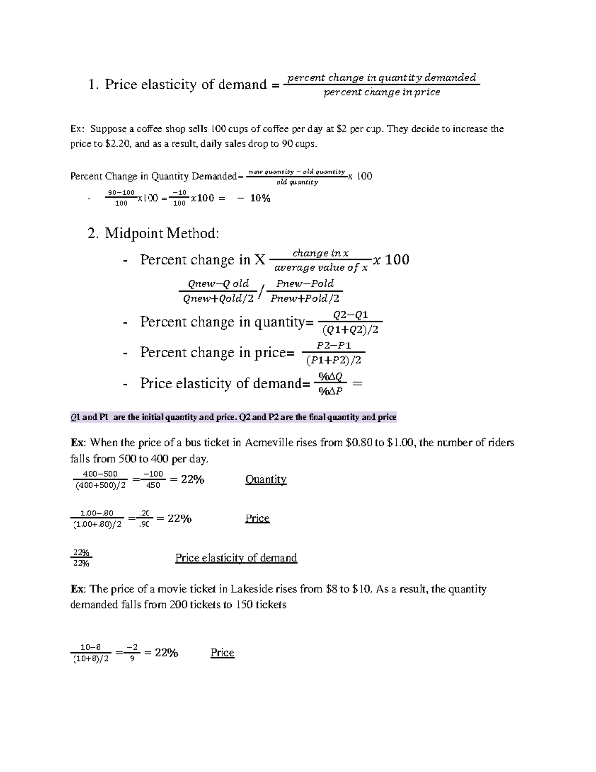 Microeconomics Concepts: Price Elasticity of Demand Analysis - Studocu