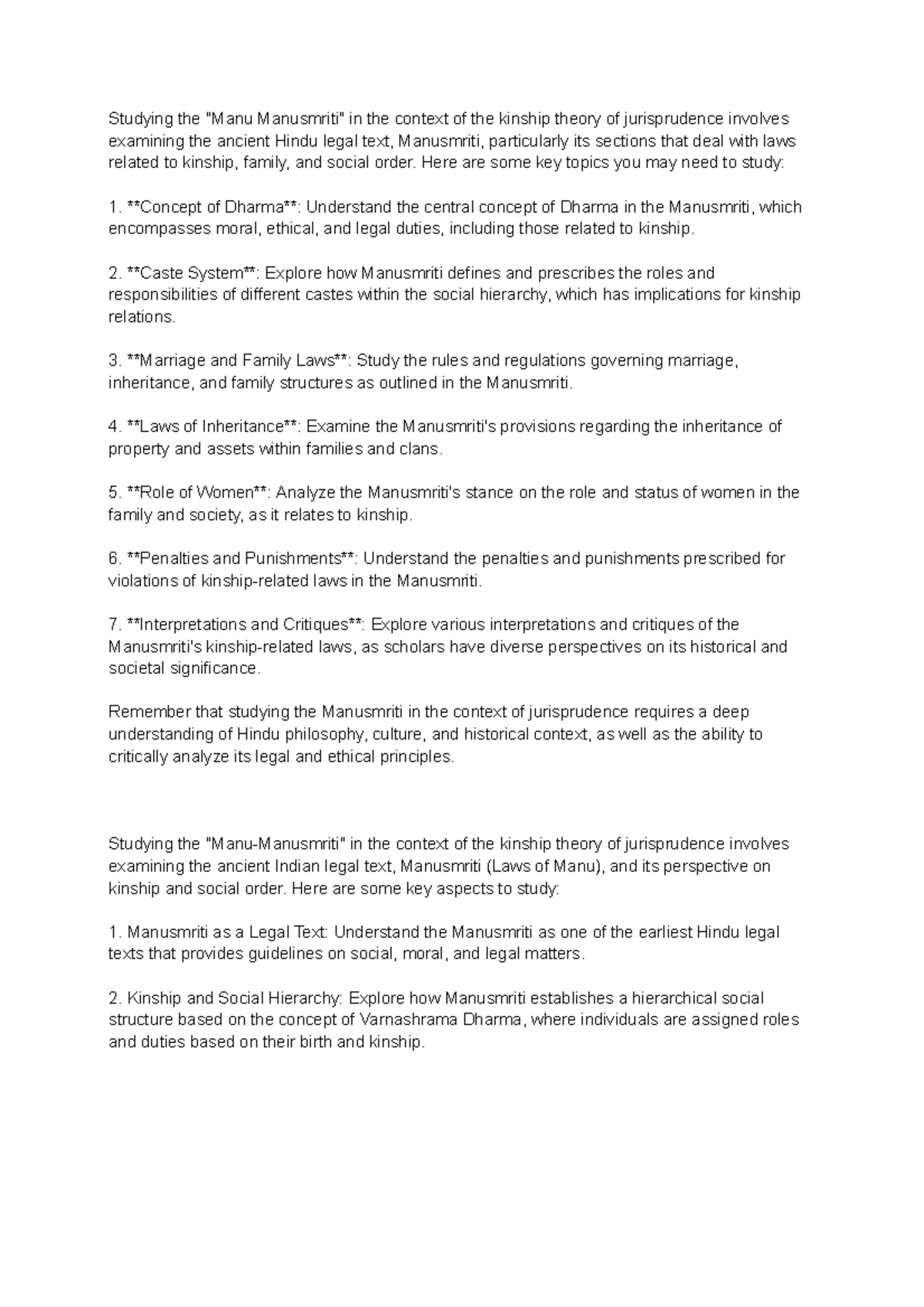 Intro of Manu - .... - Political Thought - Studying the "Manu ...