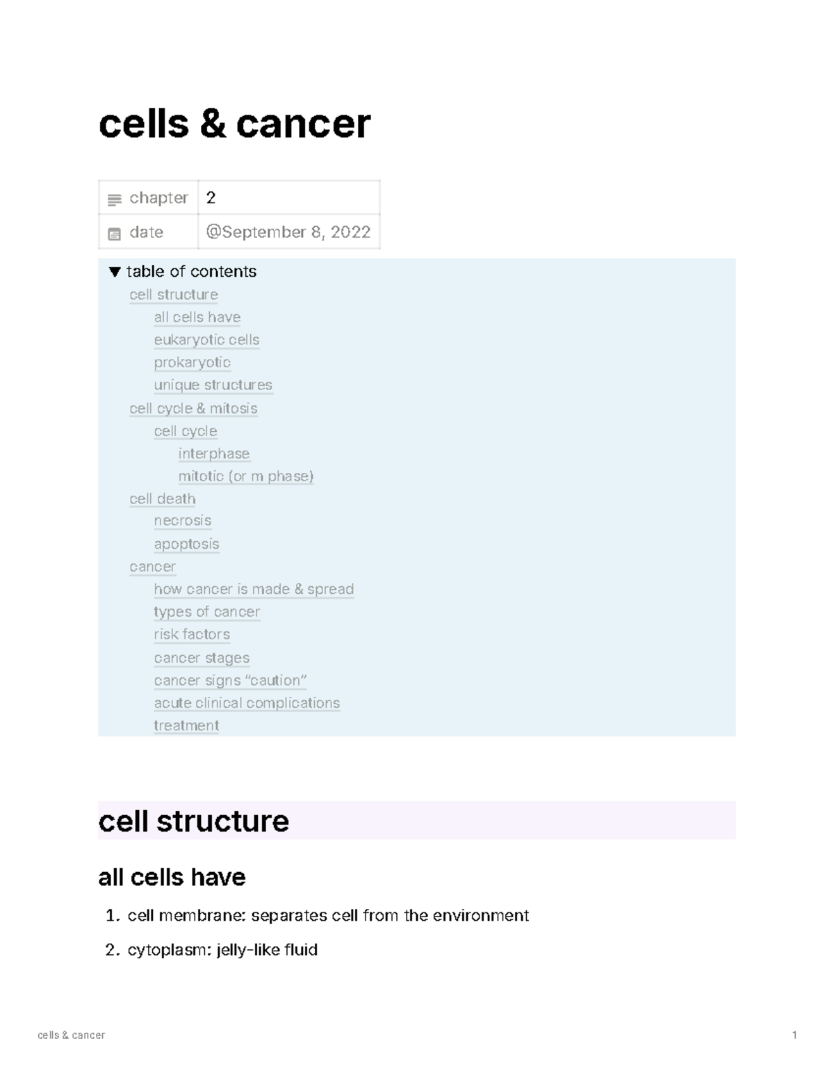 Cells and cancer - cell structure, cycle,etc. - cells & cancer chapter ...