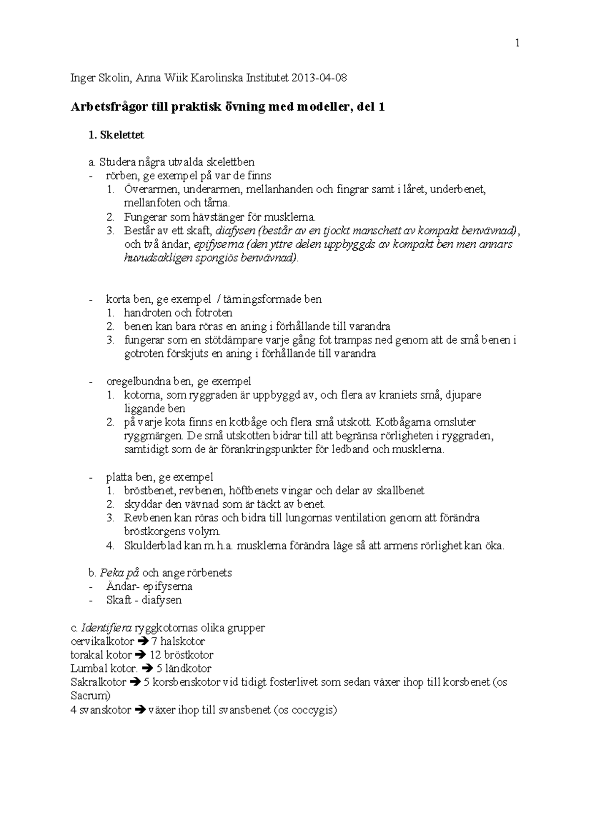 Anatomisk terminologi kursstart - Inger Skolin, Anna Wiik Karolinska ...