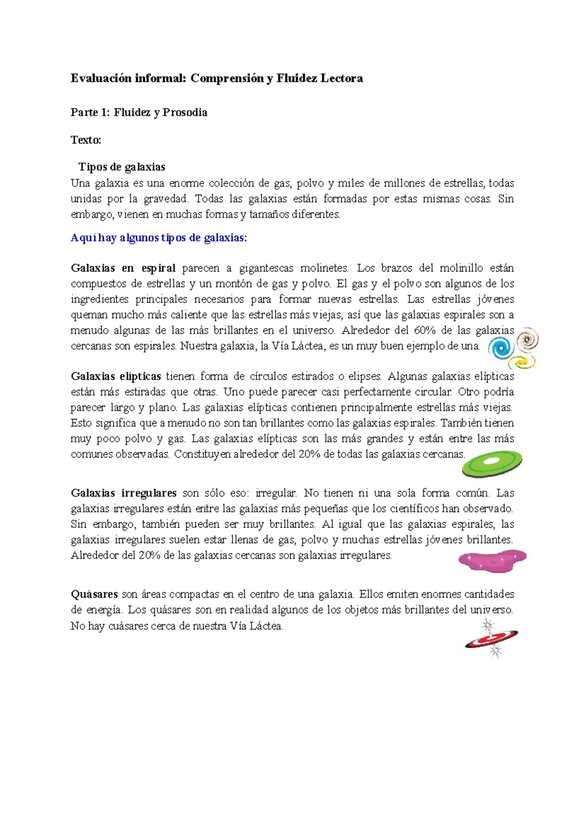 Evaluación Auténtica: Comprensión y Fluidez Lectora - Parte 1 - Studocu