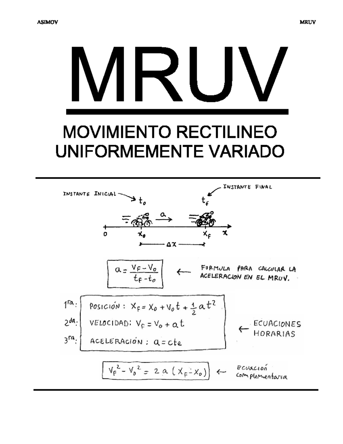 MRUV - Movimiento Rectilíneo Uniformemente Variado: Teoría y Ejemplos - Studocu
