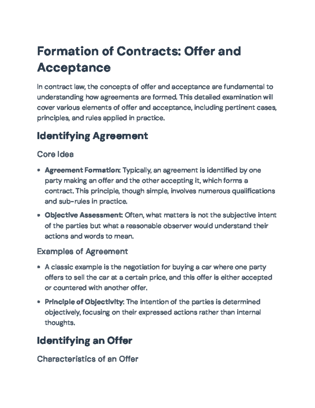 Formation of Contracts: Offer and Acceptance Basics - Formation of ...
